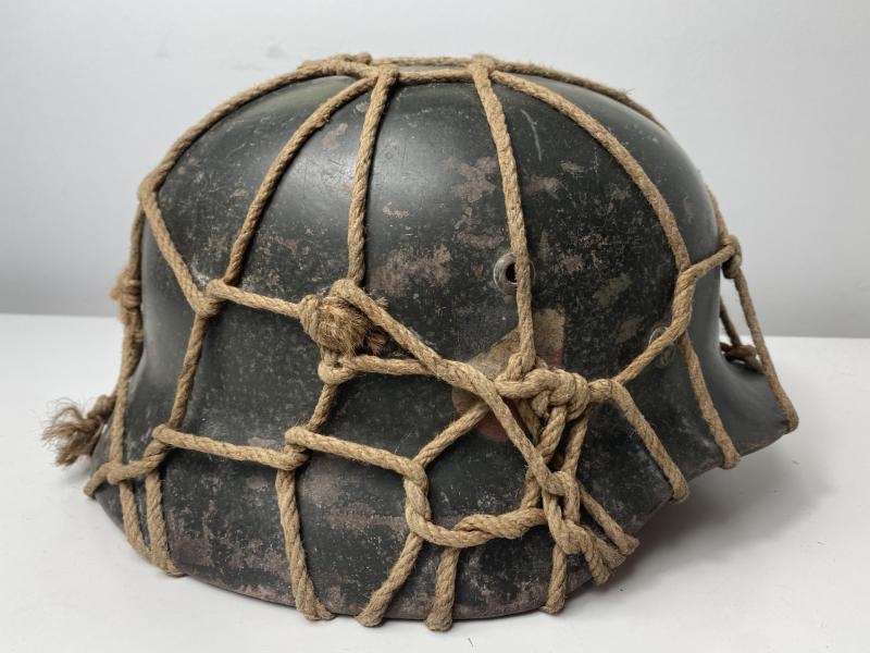 Chase Militaria | WW2 GERMAN Q66 M35 DOUBLE DECAL HEER HELMET WITH ROPE ...