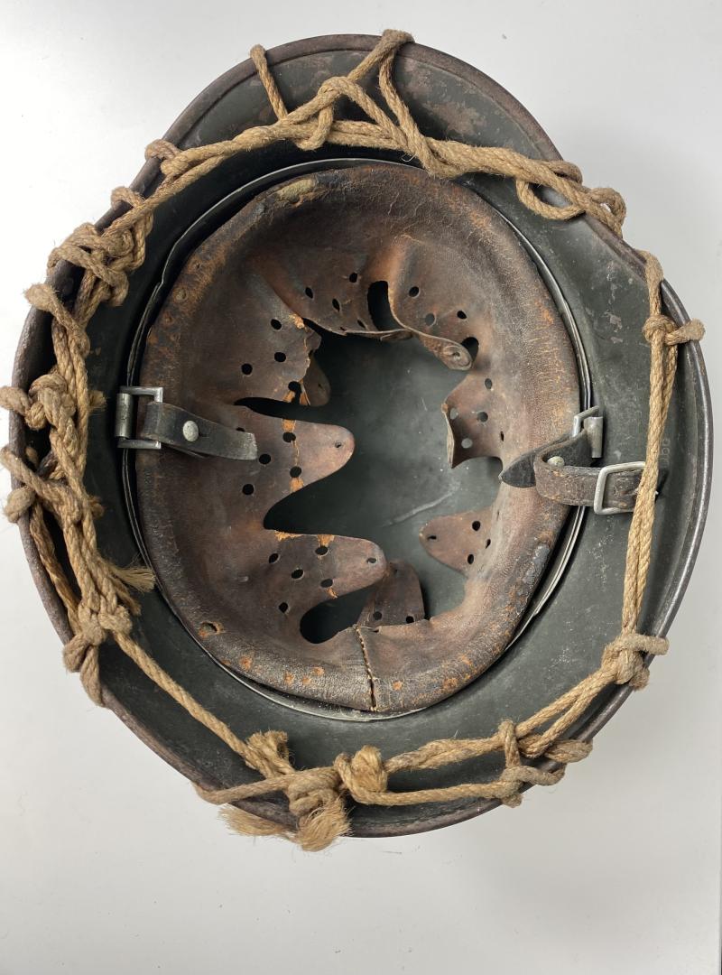 Chase Militaria | WW2 GERMAN Q66 M35 DOUBLE DECAL HEER HELMET WITH ROPE ...