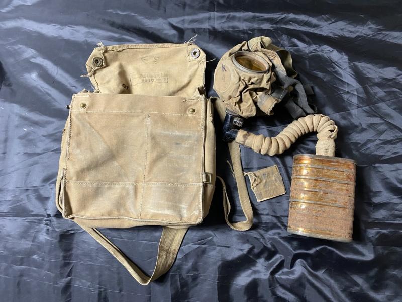Chase Militaria | WW1 BRITISH "SMALL BOX RESPIRATOR” GAS MASK AND BAG