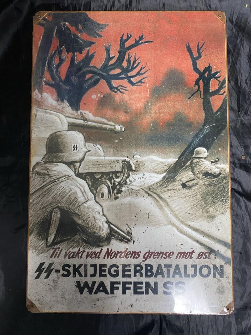 Chase Militaria | REPRODUCTION METAL WW2 GERMAN WAFFEN-SS PROPAGANDA POSTER