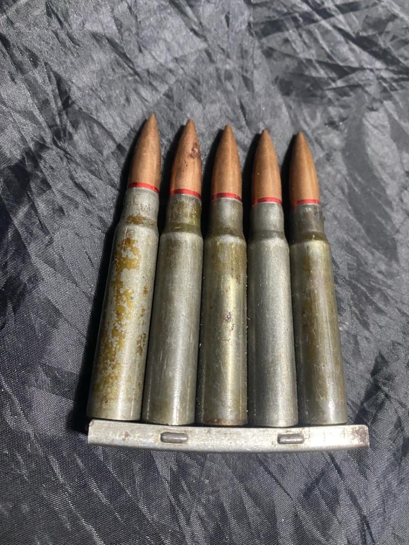 Chase Militaria | 5 X WW2 GERMAN 7.92 INERT ROUNDS ON CLIP