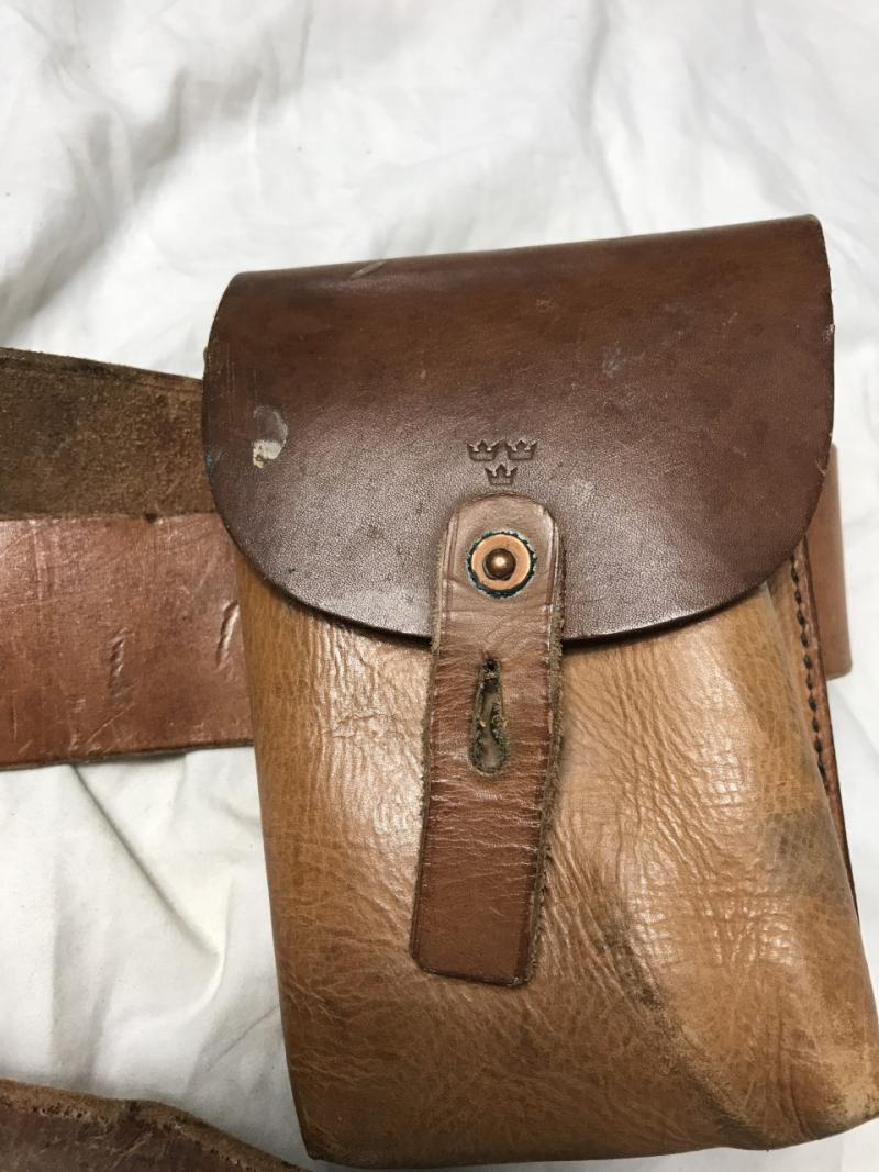 Chase Militaria | WW2 SWEDISH AMMO POUCH AND LETHER BELT