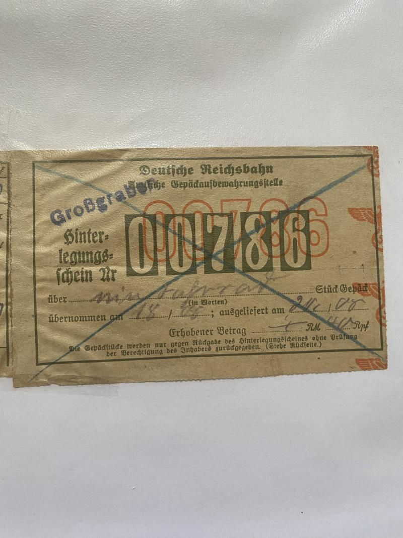 Chase Militaria | WW2 GERMAN REICHSBAHN TRAIN TICKET